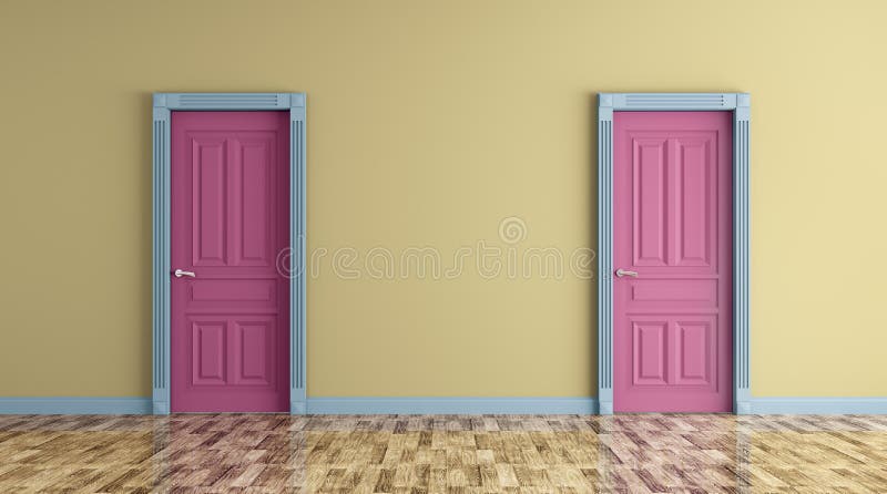 Interior with Two Doors 3d Render Stock Illustration - Illustration of ...