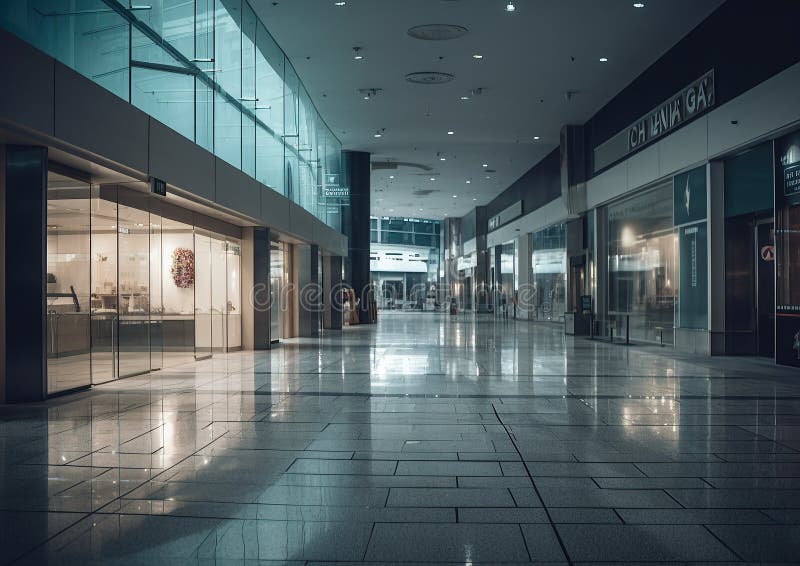 Interior of Ultra Modern Shopping Mall, Minimalist Architecture Stock ...