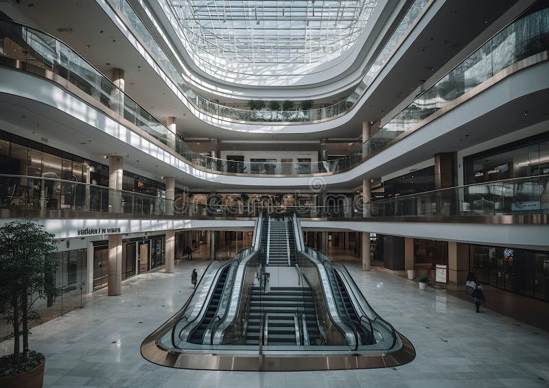 Interior of Ultra Modern Shopping Mall, Minimalist Architecture Stock ...