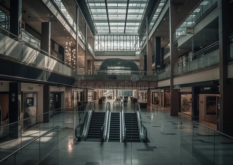 Interior of Ultra Modern Shopping Mall, Minimalist Architecture Stock ...