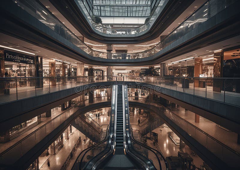 Interior of Ultra Modern Shopping Mall, Minimalist Architecture Stock ...