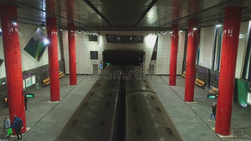 Underground Atrium of the Metro Station of Chelas with the Train ...