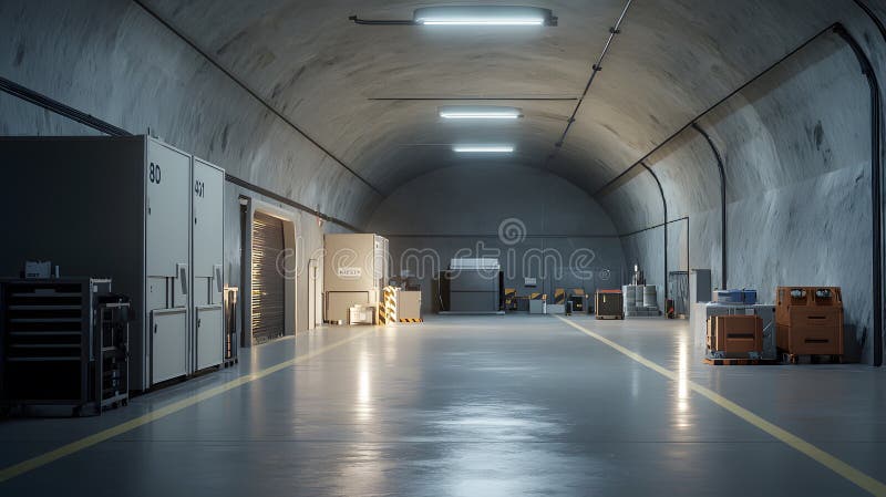 Interior of an Underground Bunker with Industrial Equipment and Storage ...