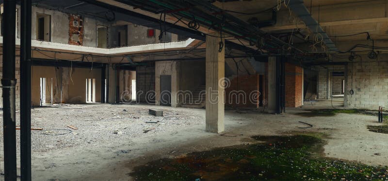 Interior of an Unfinished Building Stock Photo - Image of flat, dirt ...