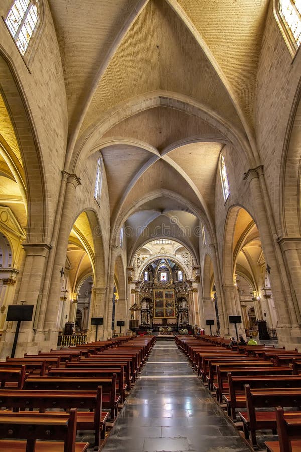 Interior of the Valencia Cathedral Roof and Arches, Spain Editorial ...