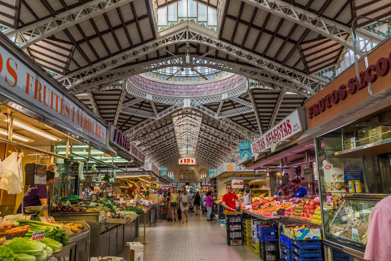 Interior of Valencia Central Market, Spain Editorial Photo - Image of ...