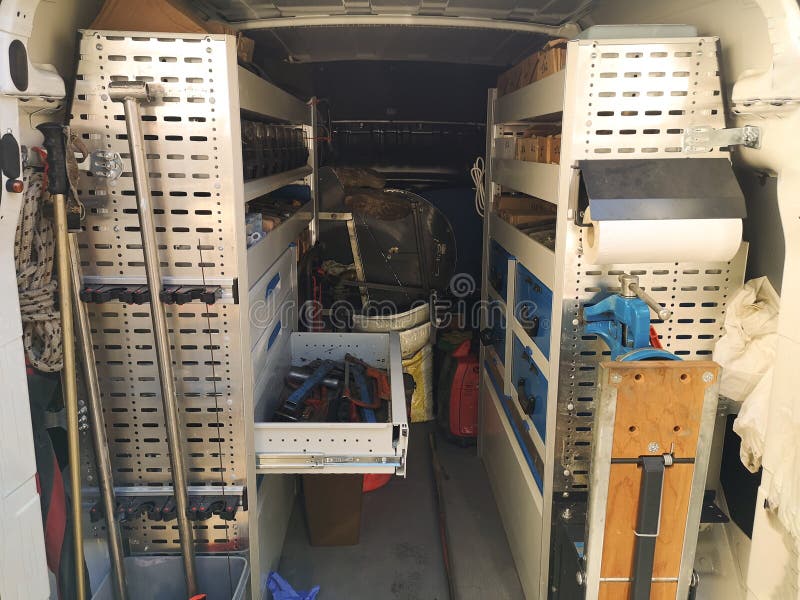 Interior of a Van Set Up for Plumbing and Emergencies Stock Photo ...