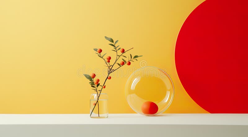 Interior with Vase Plants and Copy-space for Text Showcases Clean ...