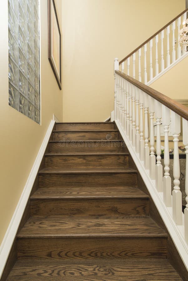 Interior Vertical Shot of a Modern House Wooden Staircase Stock Image ...