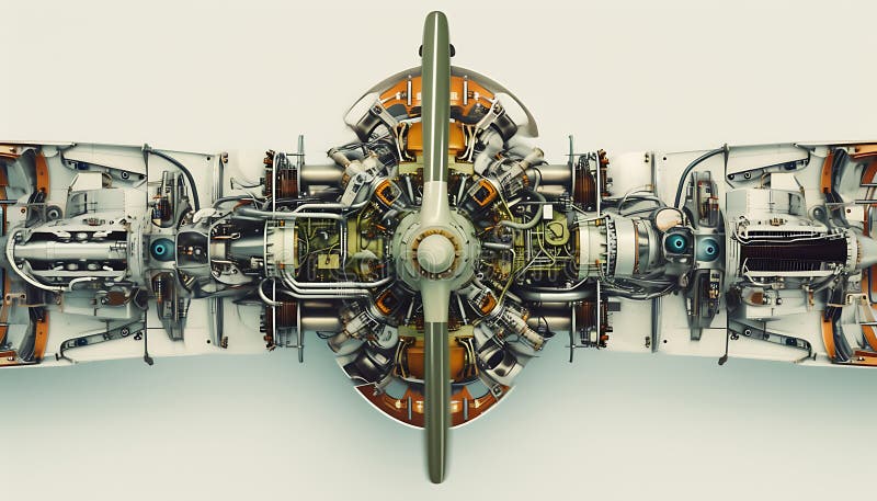 An Interior View of an Aircraft Engine Shows the Mechanics of How the ...