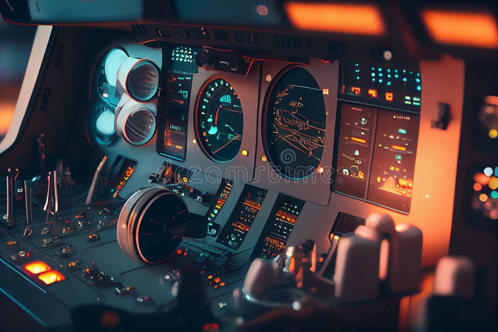 Interior View of Airplane Cockpit.generative Ai Stock Illustration ...