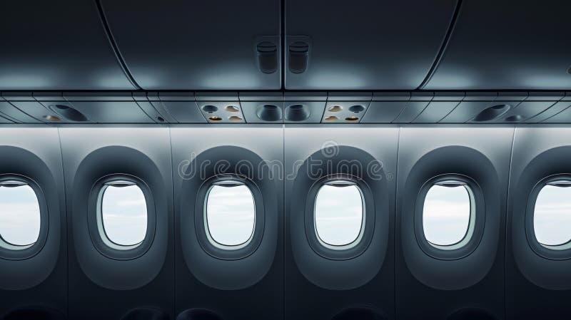 Interior View of Airplane Windows Stock Photo - Image of jetliner ...