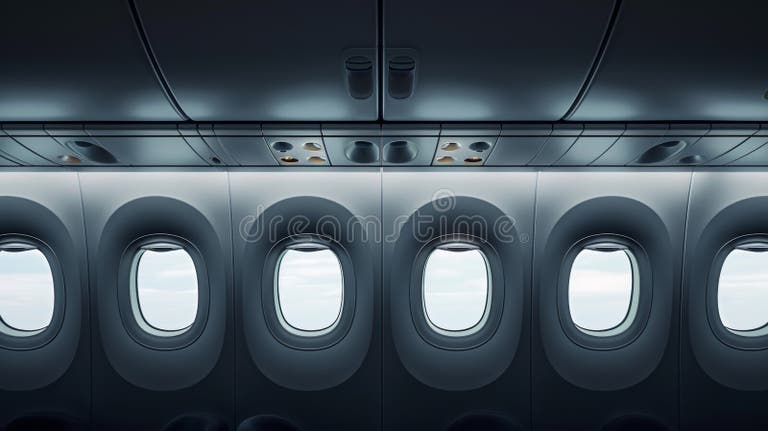 Interior View of Airplane Windows Stock Photo - Image of jetliner ...