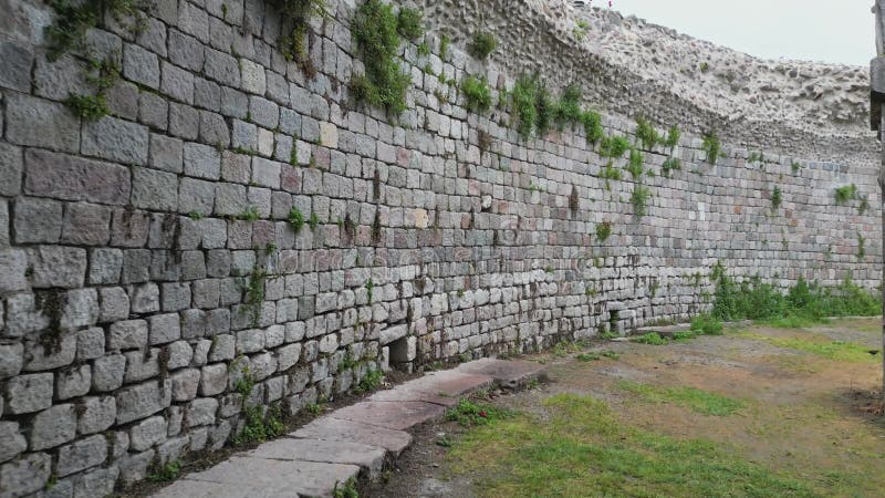 Interior View of Ancient Stone Chamber with Greenery and Arched Opening ...