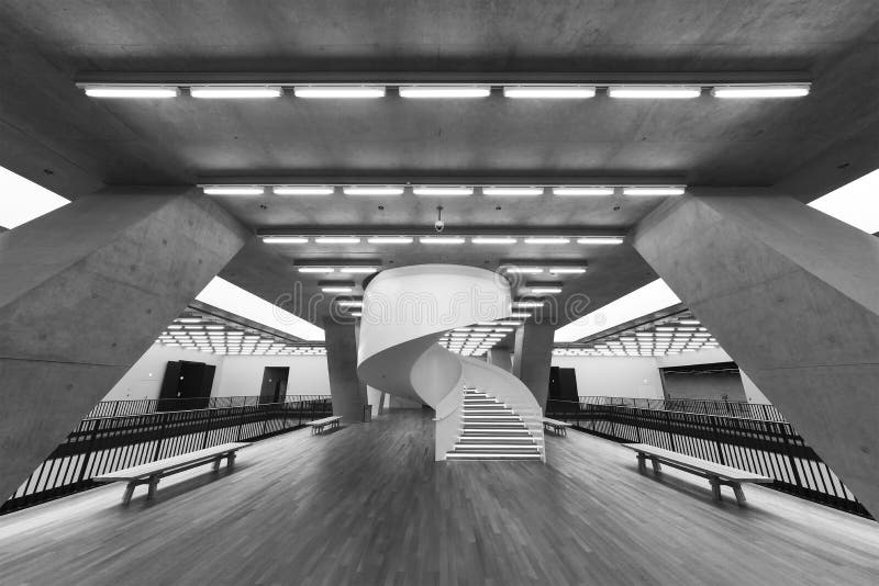 Interior View of Atrium of Modern Architecture Stock Photo - Image of ...