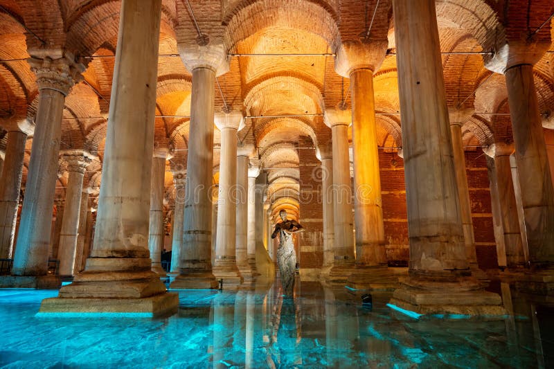 Interior View Of The Basilica Cistern In Istanbul Turkey Stock Image Image Of Ancient