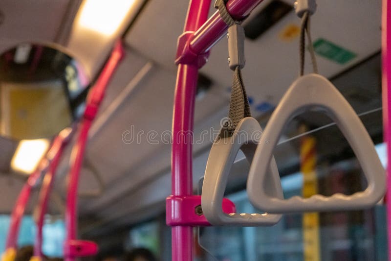 Interior View of the Bus with Hand Grip Stock Image - Image of journey ...