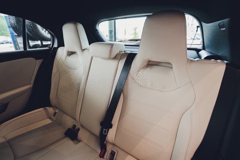 Interior View of Car with Leather Salon. Stock Photo - Image of handle ...