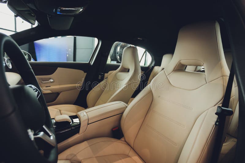 Interior View of Car with Leather Salon. Stock Image - Image of display ...