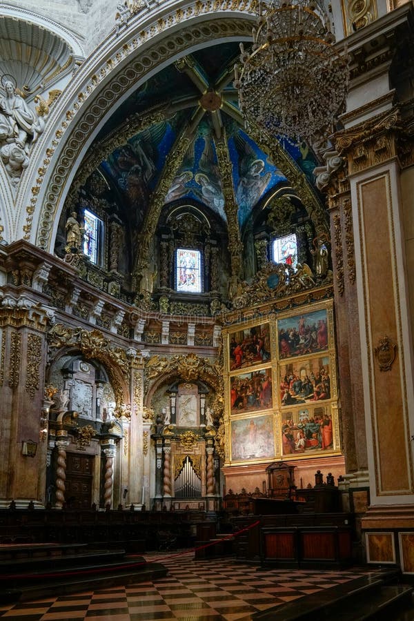 Interior View of the Cathedral in Valencia Spain on February 27, 2019 ...