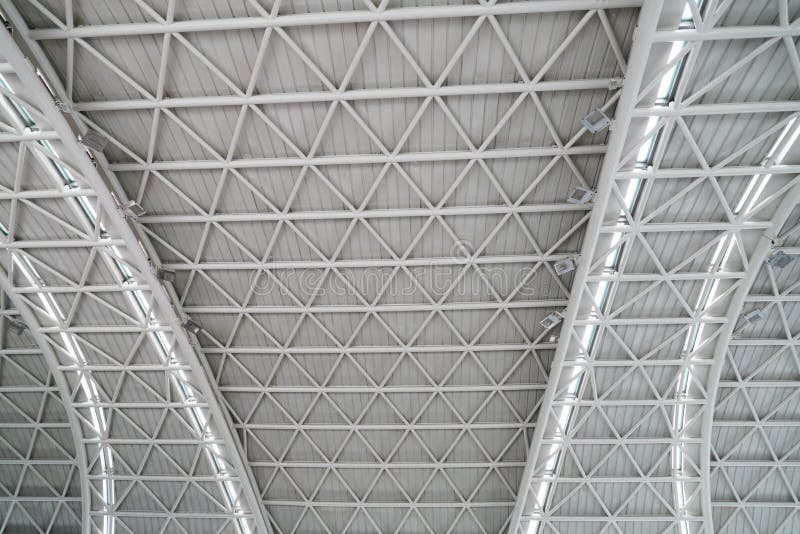 Interior View of Ceiling with Steel Structure Stock Image - Image of ...