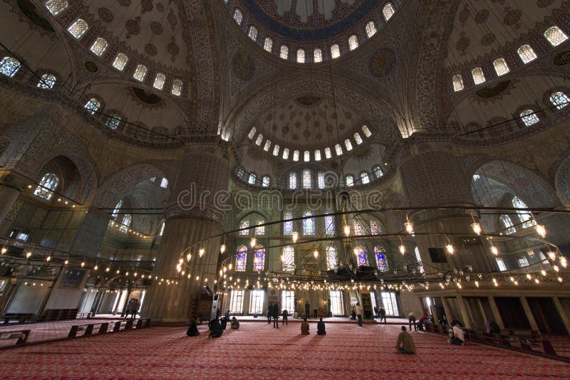 The Interior View and Ceiling of Sultan Ahmed Mosque Also Called Blue ...