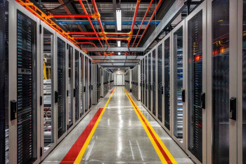 Modern Data Center Hallway with Servers Stock Image - Image of tech ...