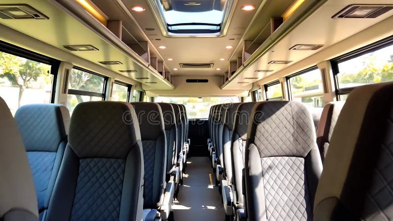 Modern Shuttle Bus Interior with Empty Seats Stock Video - Video of ...