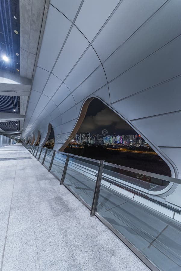 Interior View of Corridor of Modern Architecture. Building Abstract ...