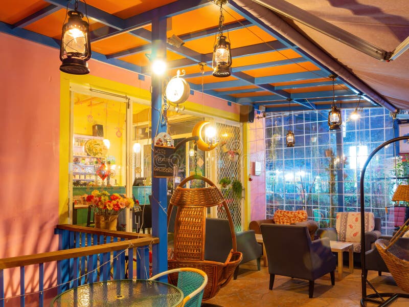 Interior View of the Cute Moon Cafe Editorial Image - Image of township ...