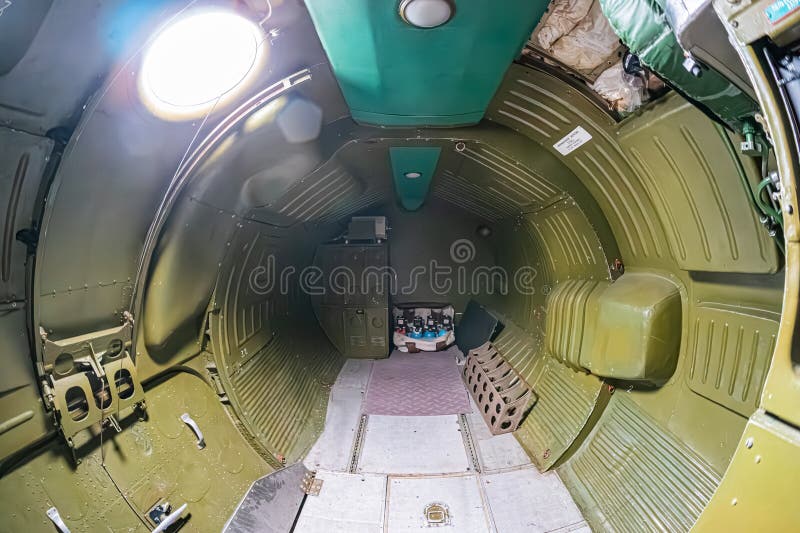 Interior View of a Cylindrical, Multi-level Space Shuttle with Open ...