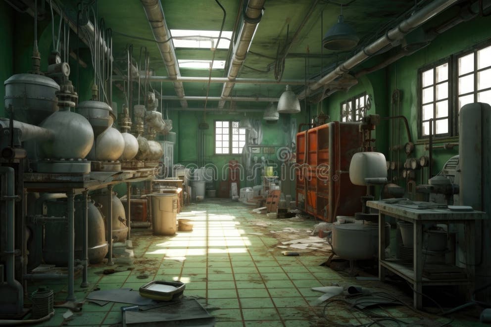 Interior View of Deserted Laboratory Equipment Stock Illustration ...