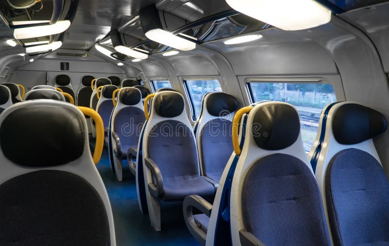 Double-decker train stock image. Image of passenger - 147643027