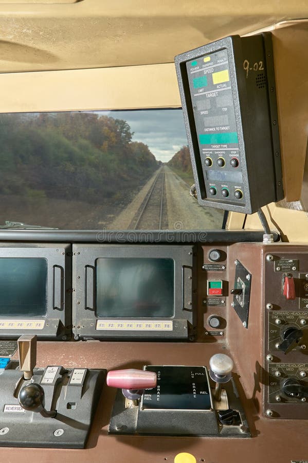 Interior View of the Inside of a Locomotive Cab Stock Image - Image of ...