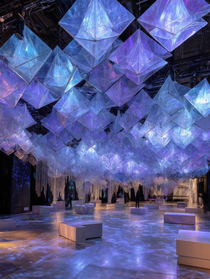 Interior View of Elaborate Geometric Art Installation Featuring ...