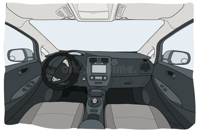 Interior View of Electrocar with Automatic Gearbox Stock Vector ...