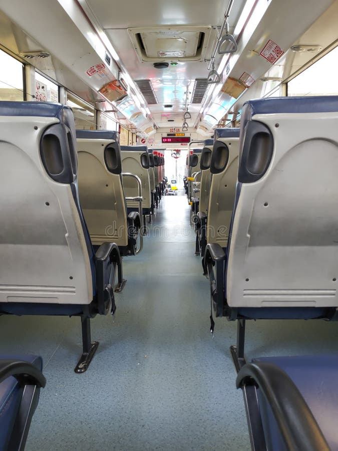 Interior View of Empty Bus Carriage. Editorial Stock Photo - Image of ...