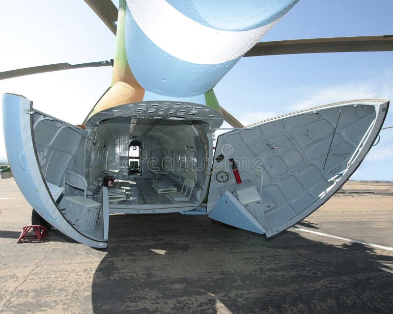 Cargo helicopter fuselage stock photo. Image of equipment - 146444212