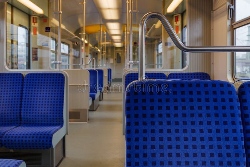 Interior View of Empty Light Rail Tram. Stock Image - Image of people ...