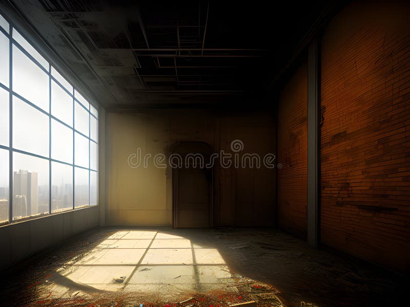 Interior View of an Empty Room with a Large Windows, AI Generated Stock ...