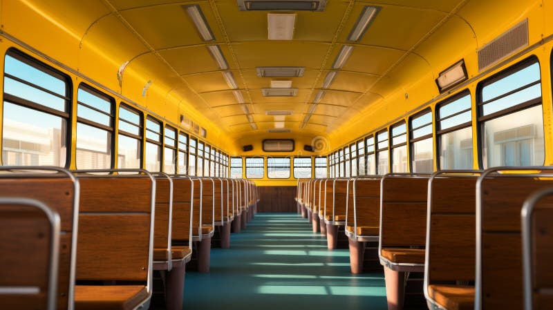 Interior View of an Empty School Bus Stock Illustration - Illustration ...