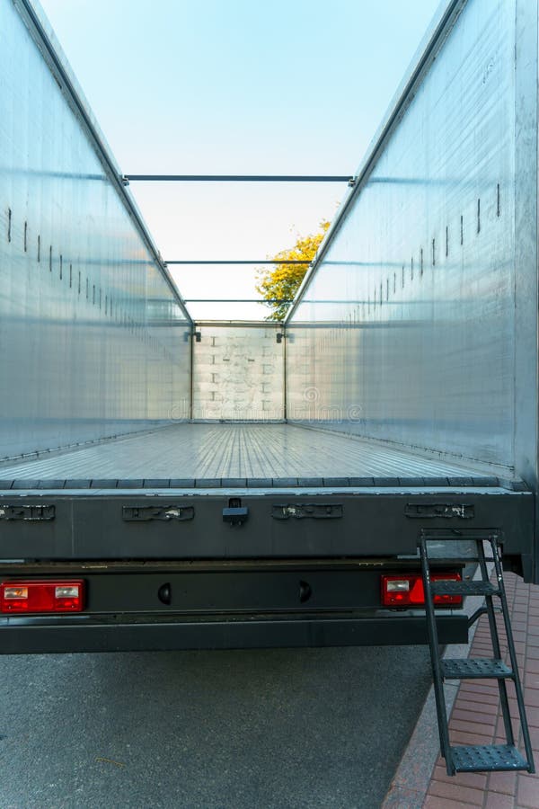 Interior View of an Empty Semi-trailer Van for Cargo Transportation ...