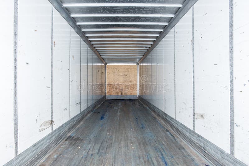Interior View of Empty Semi Truck Dry Van Trailer Stock Image - Image ...