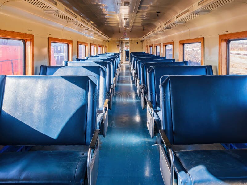 Interior View of an Empty Train Stock Image - Image of education, chair ...