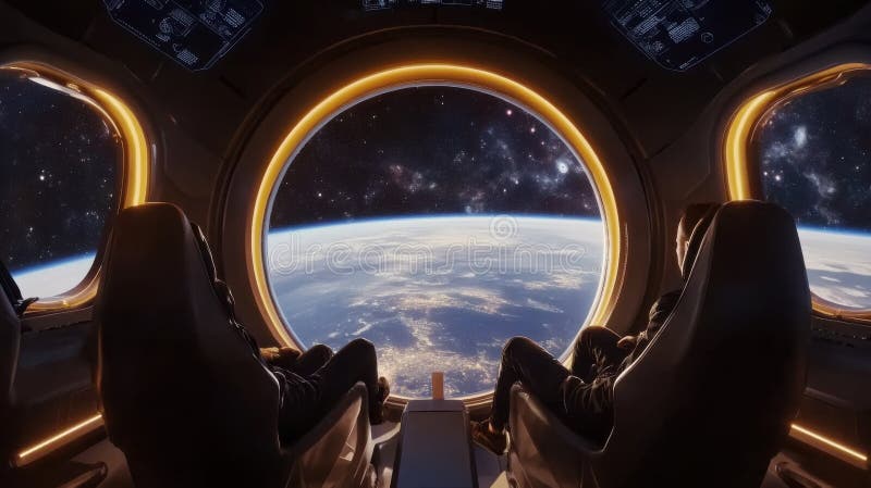 Interior View of a Futuristic Space Station with Control Panels and ...