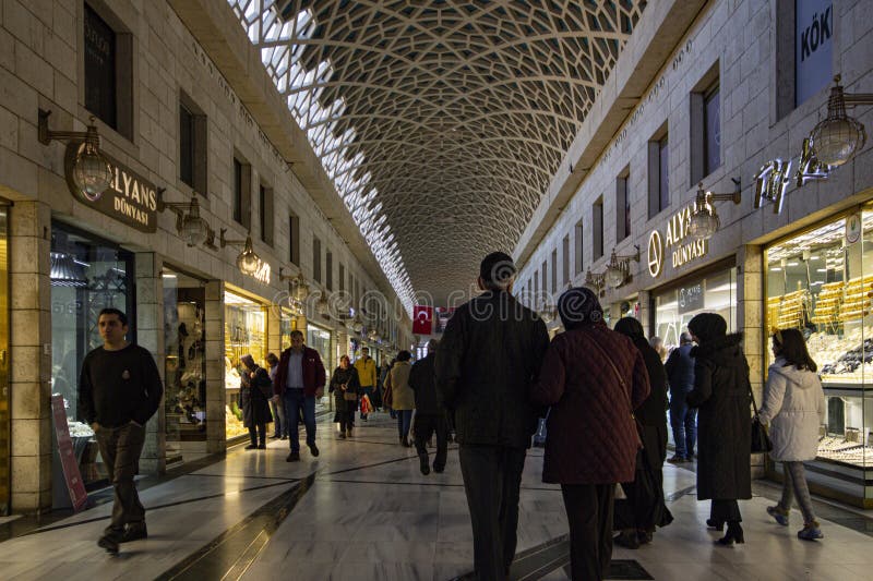 Interior View of the Grand Bazaar. People Visit Grand Bazaar in Bursa ...