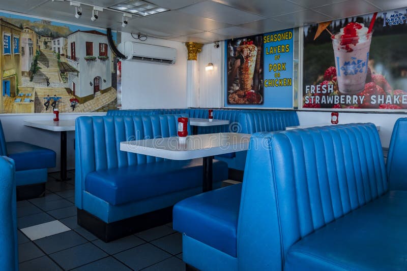 Interior View of a Greek Style Restaurant - the Mad Greek Cafe ...