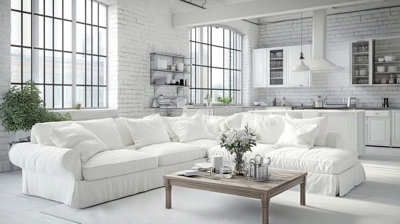 An Interior View of a High-end Modern Loft Apartment in the Attic ...