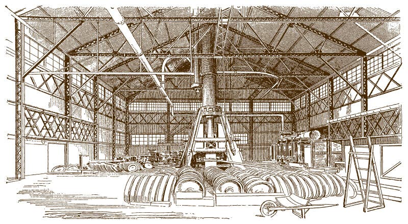 Interior View of a Historical Machine Shop of a Factory Building with ...