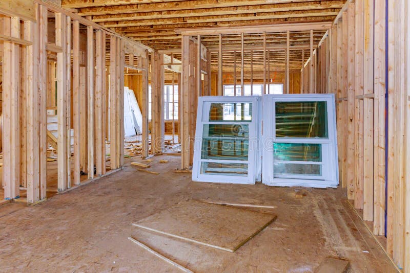 Interior View of a House Under Construction Stock Image - Image of ...